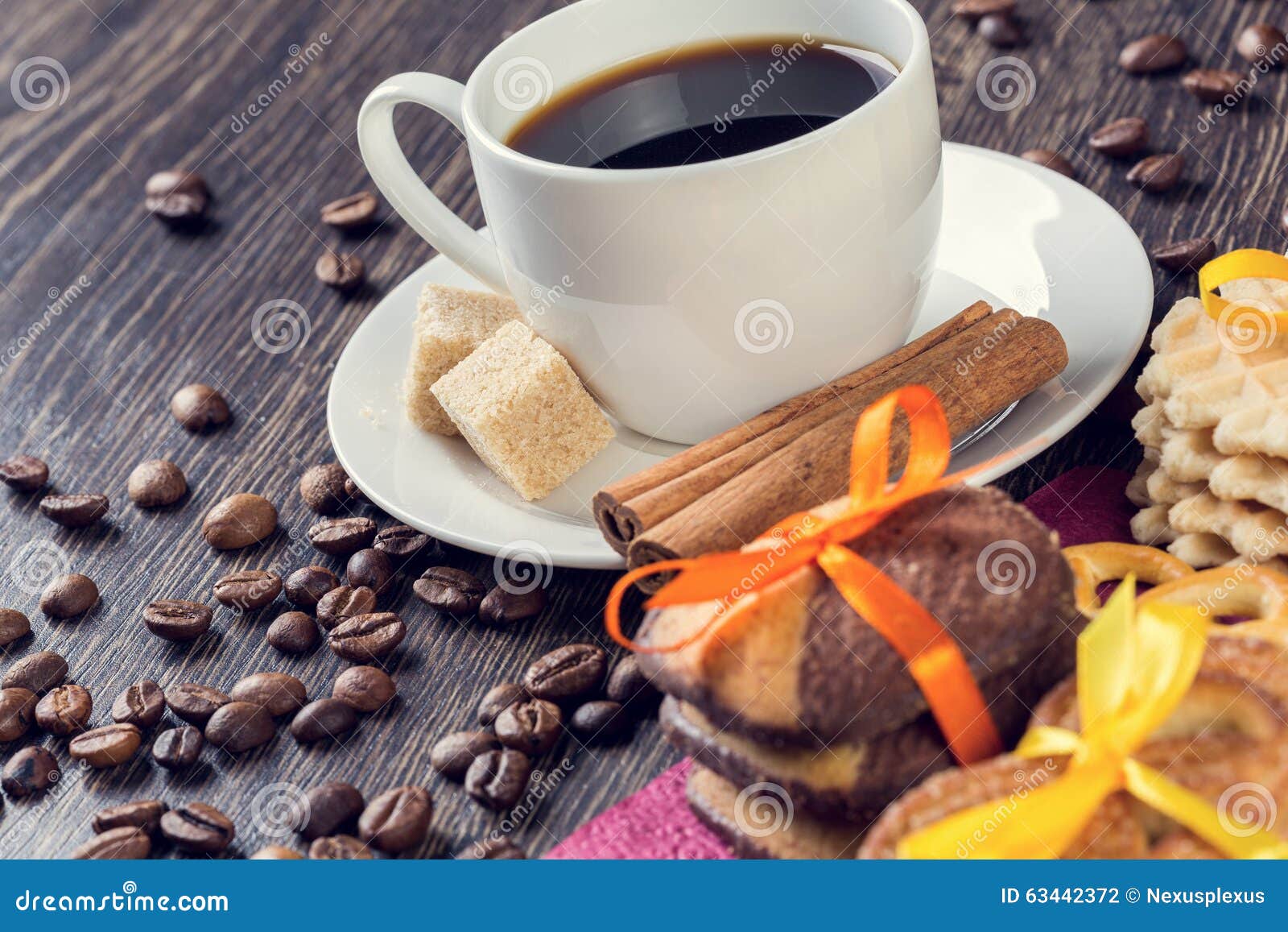 Biscuits and Coffee on Table Stock Photo - Image of condiment, baking ...