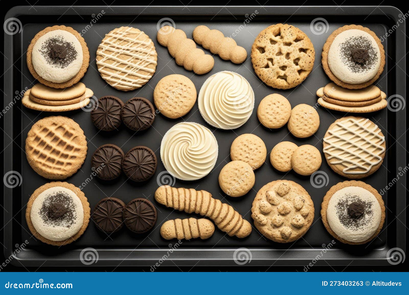 Biscuits and Cookies Baking Tray on Large Baking Sheet Stock ...