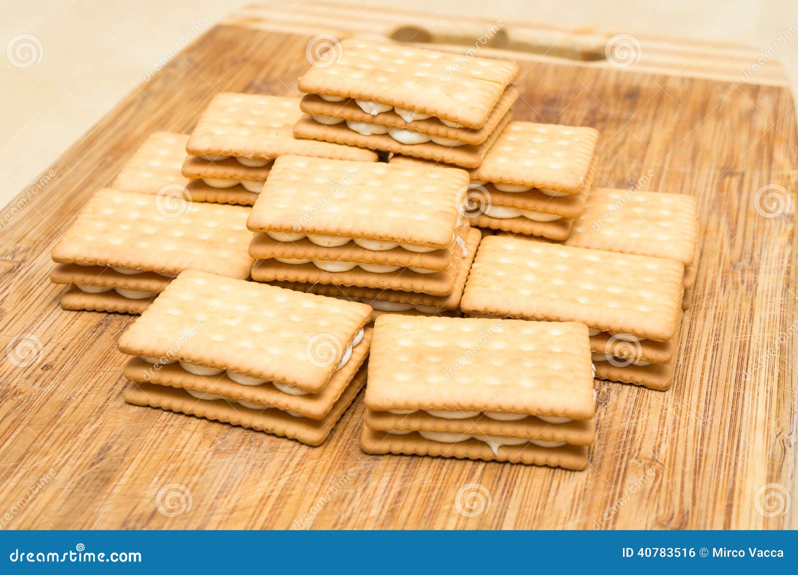 Biscuits cream filling stock photo. Image of square, board - 40783516