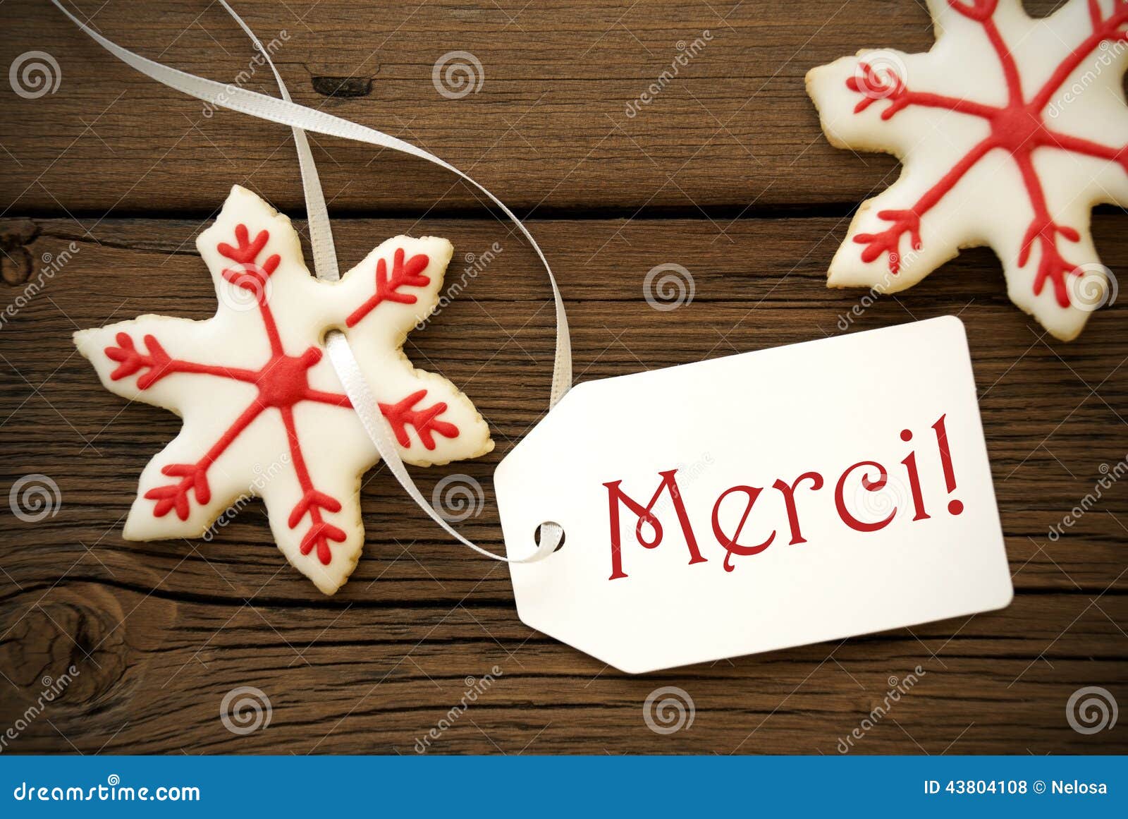 Biscuits D'étoile De Noël Avec Merci Photo stock - Image du ...