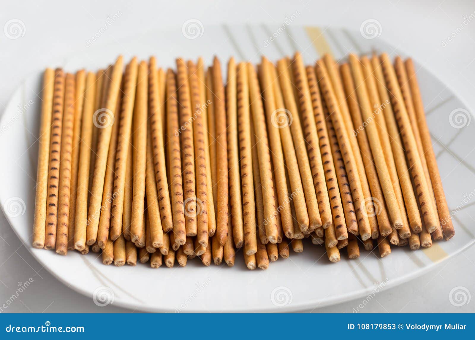 Biscuits in the Form of Long Thin Straws of Yellow and Brown Col Stock ...