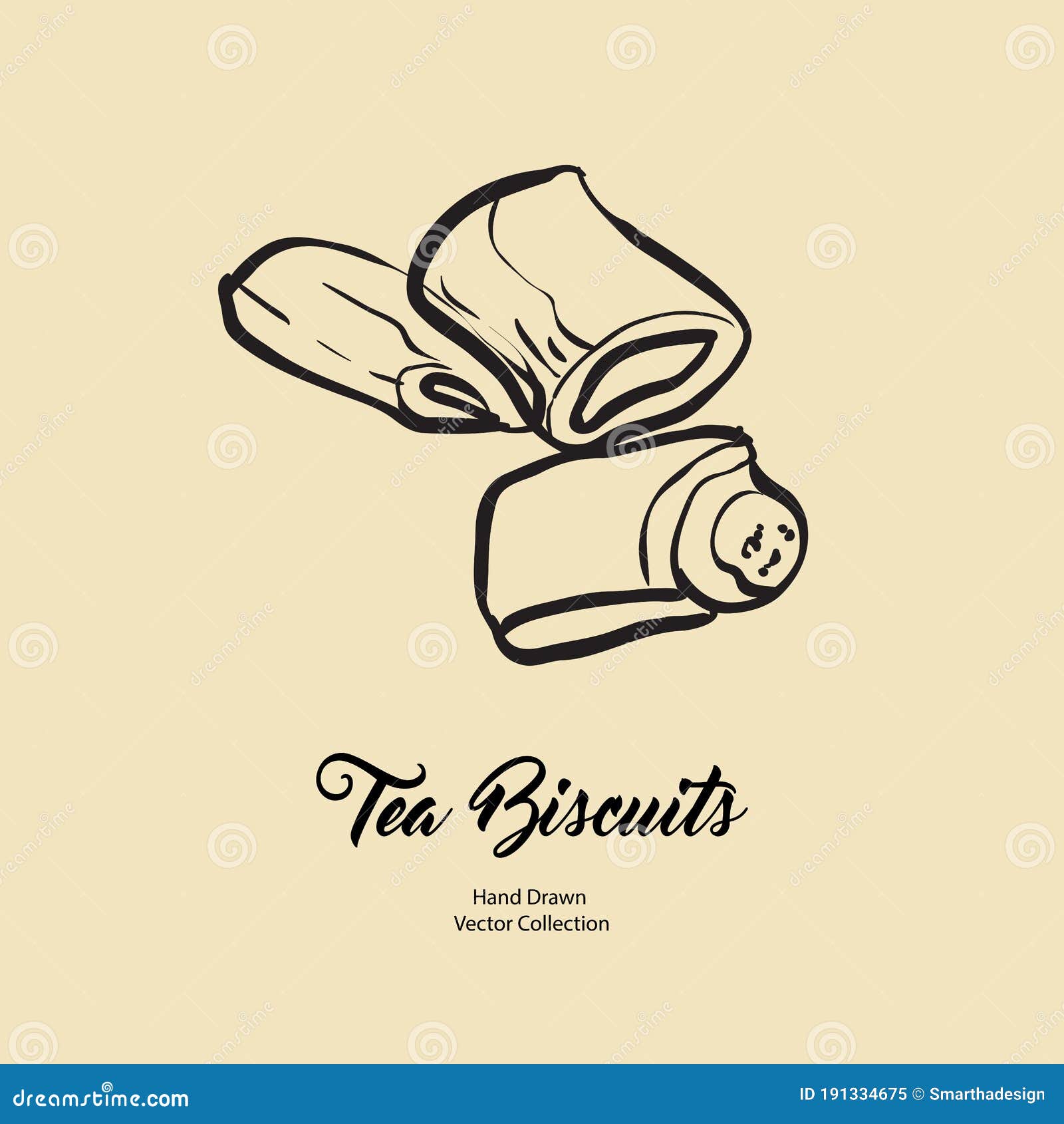 Biscuits Isolated Hand Drawn Vector Line Illustration In Old Style ...