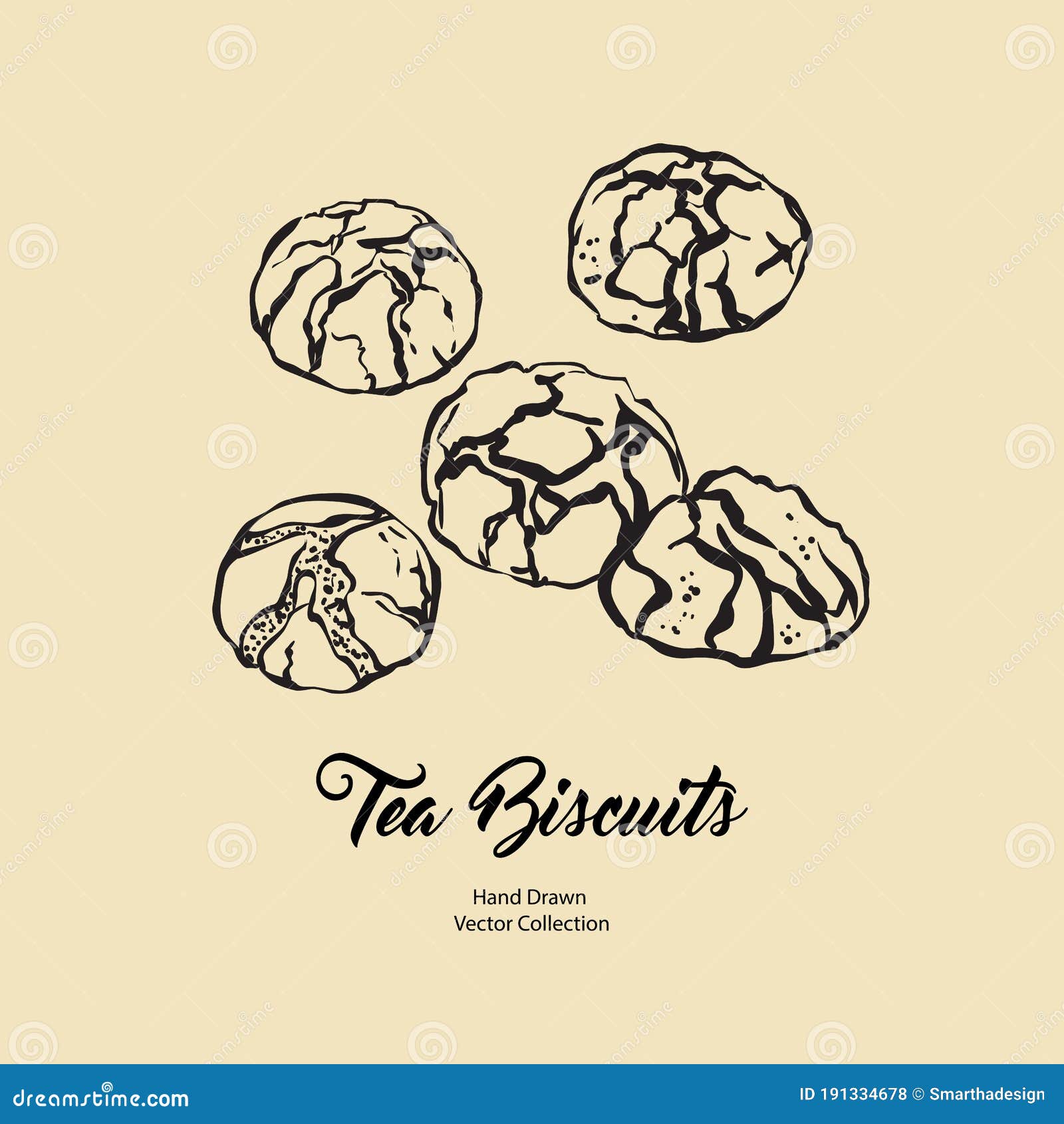Biscuits Isolated Hand Drawn Vector Line Illustration In Old Style ...