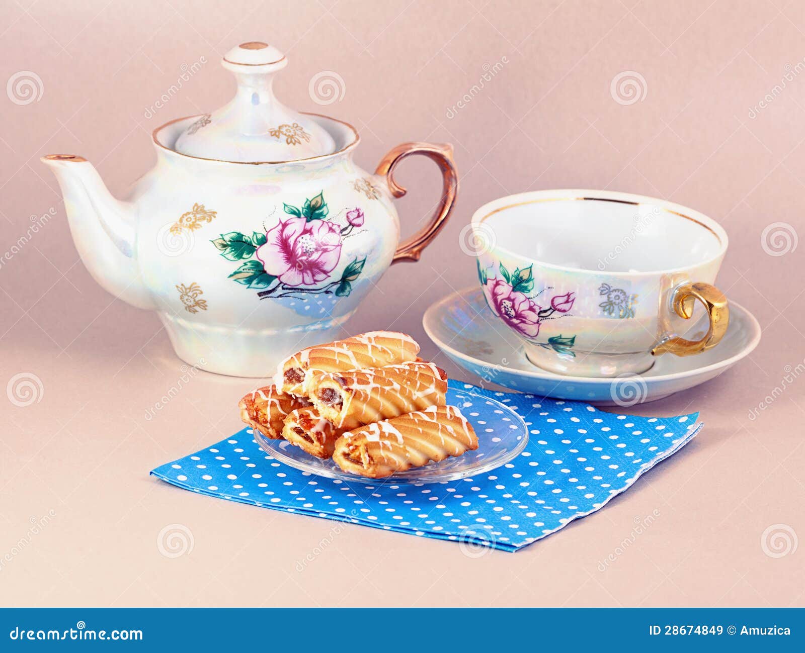 Biscuits and Old-fashioned Tea Service Stock Image - Image of cookie ...