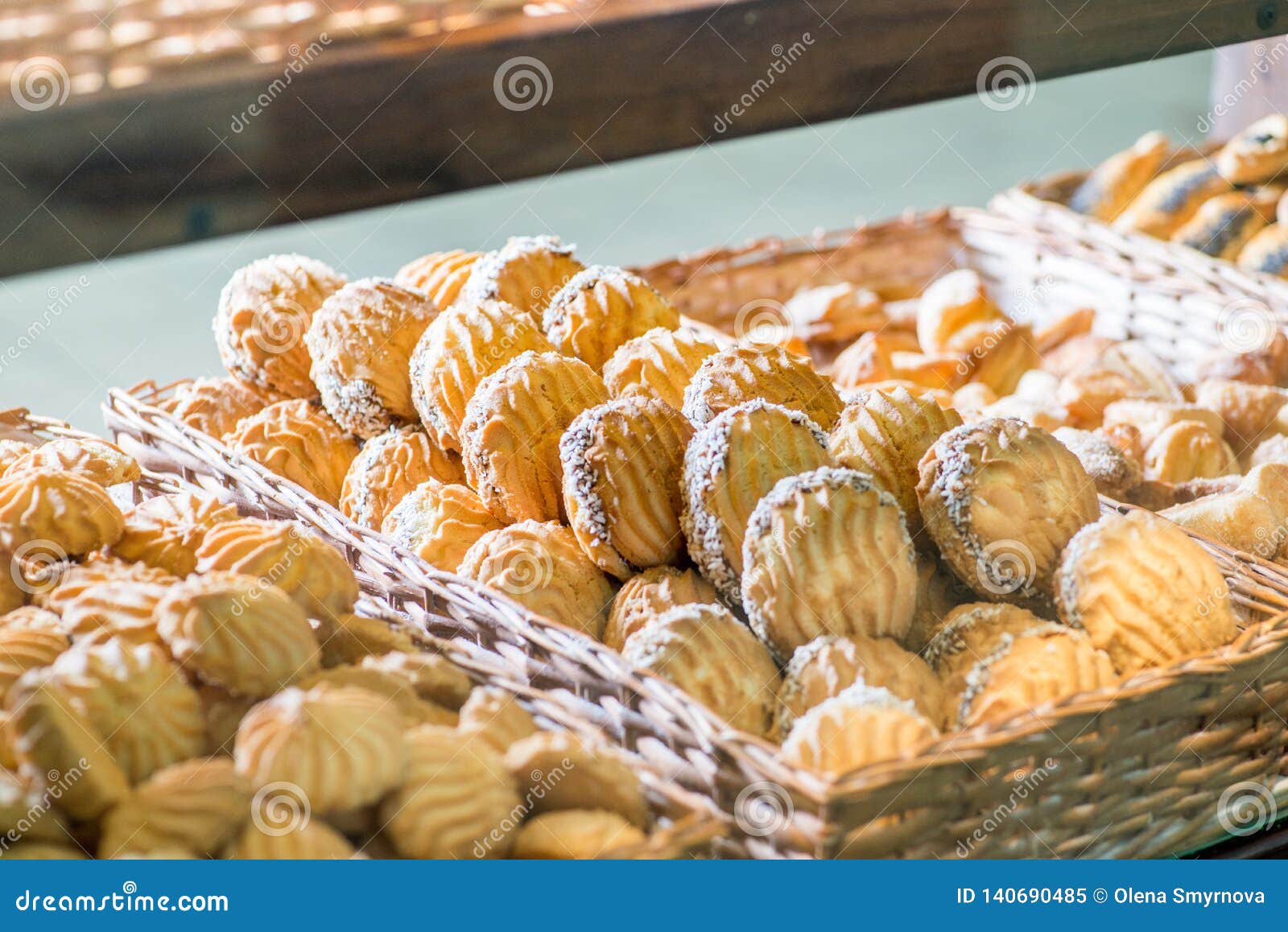 Biscuits and Pastries in the Basket Stock Image - Image of bakery, cake ...