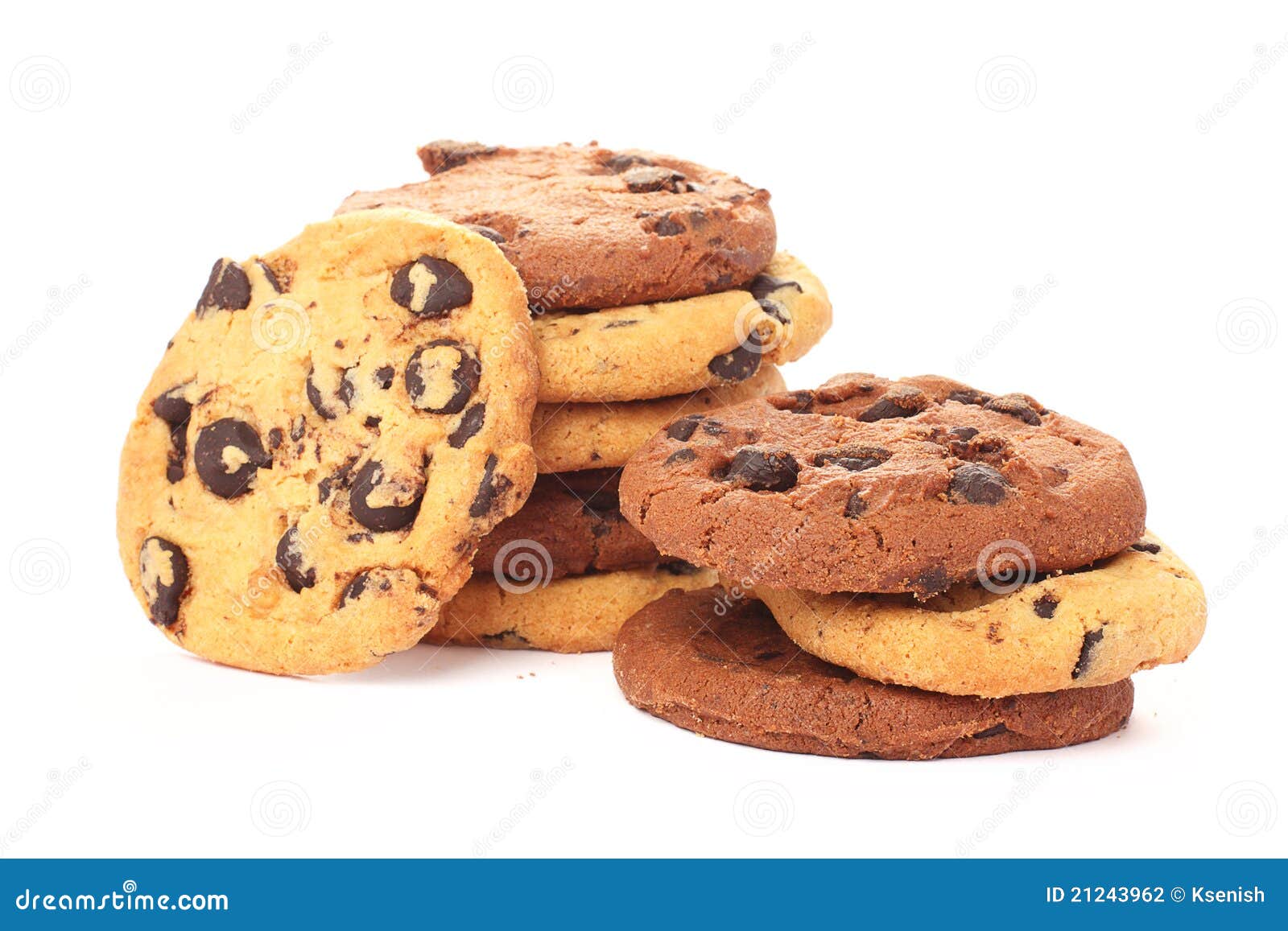 Biscuits with Pieces of Chocolate Coating Stock Photo - Image of stack ...