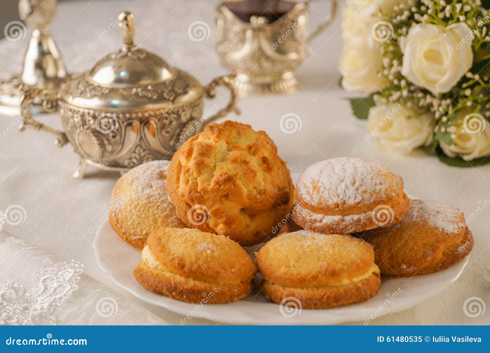 Biscuits on a plate stock image. Image of refreshment - 61480535