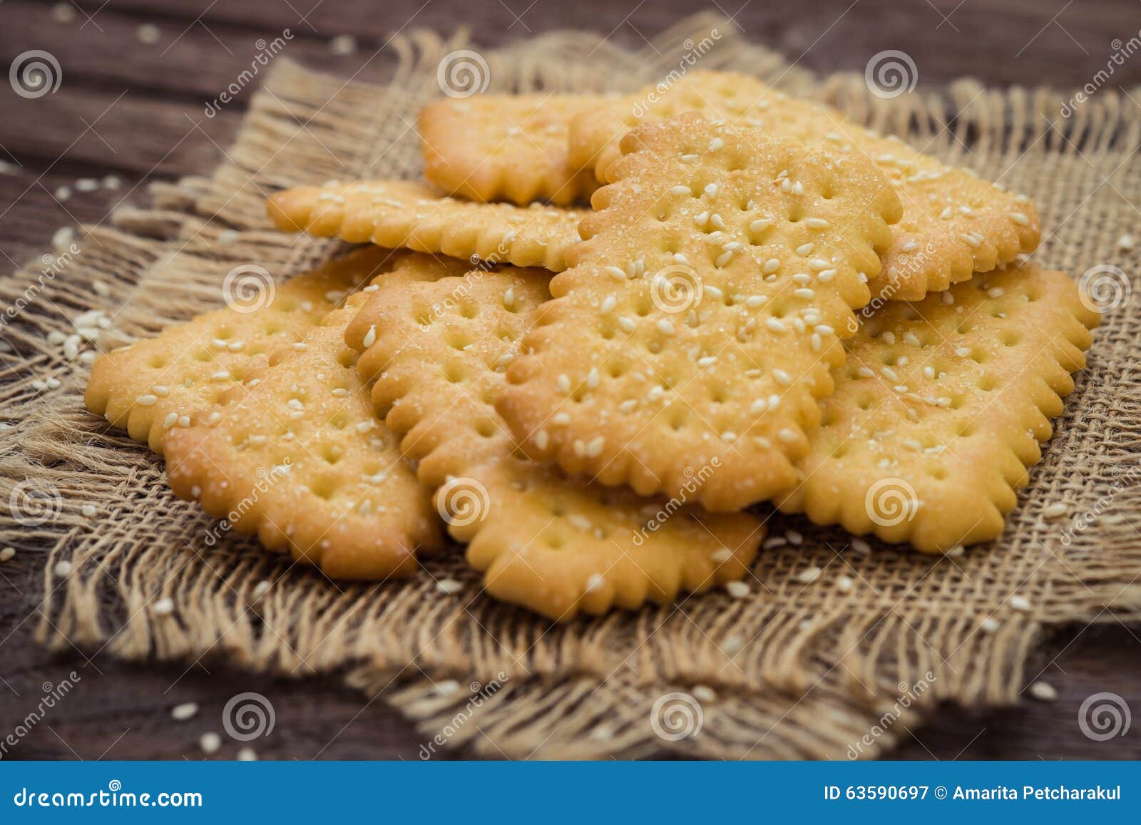 Biscuits with Sesame Seed on Sackcloth Stock Image - Image of nutrition ...