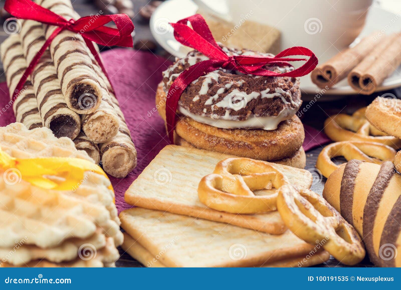 Biscuits on table stock image. Image of food, cinamon - 100191535