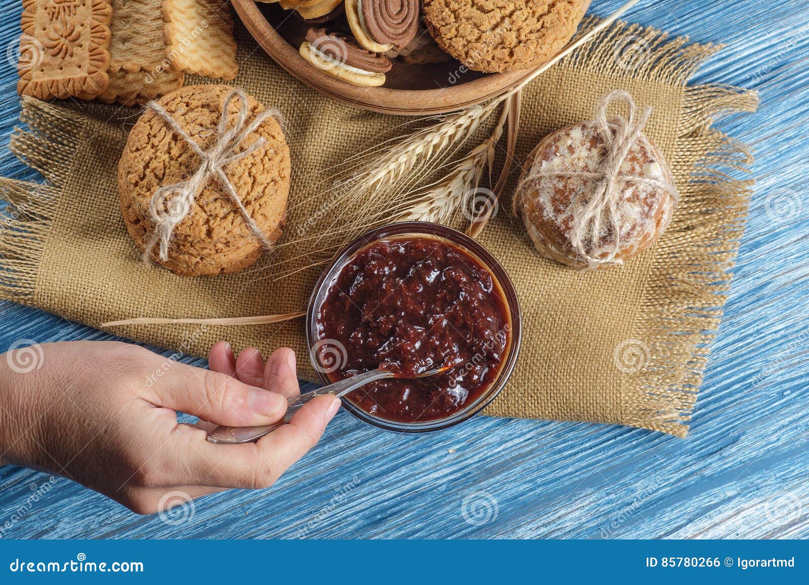 Biscuits on table stock photo. Image of dessert, snack - 85780266