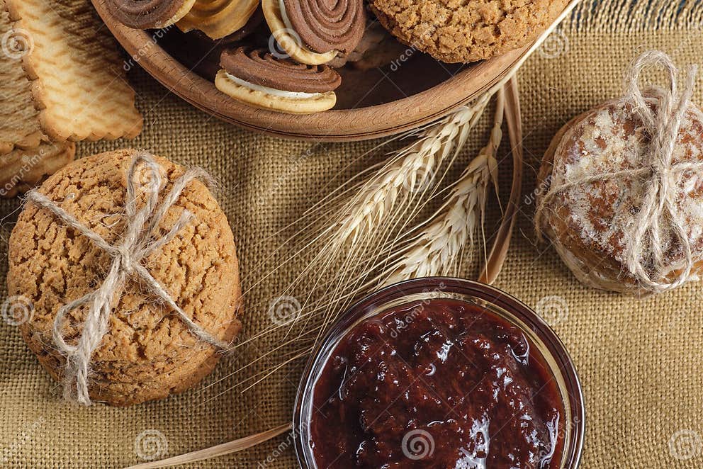 Biscuits on table stock image. Image of healthy, sweet - 87726443