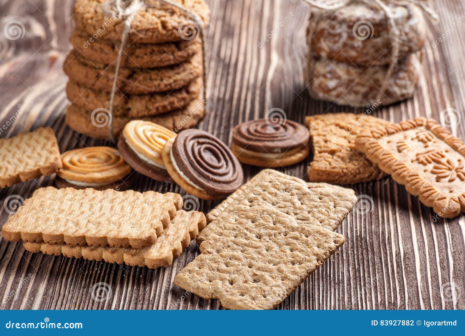 Biscuits on table stock photo. Image of bake, chip, dessert - 83927882