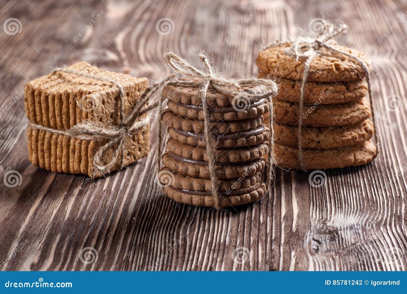 Biscuits on table stock photo. Image of tasty, chocolate - 85781242