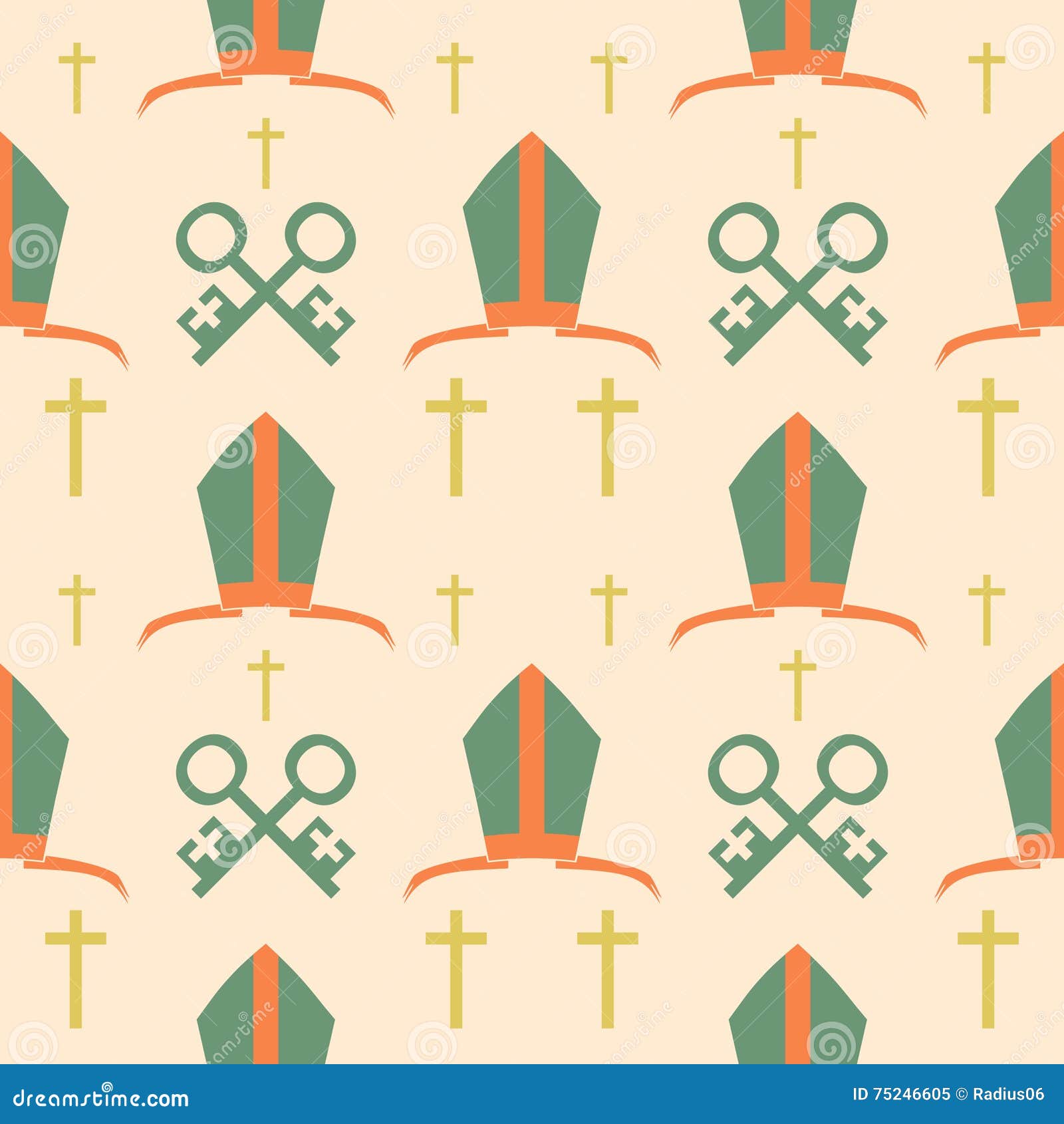Bishop Mitre and Crosses. Seamless Backdrop Stock Vector - Illustration ...