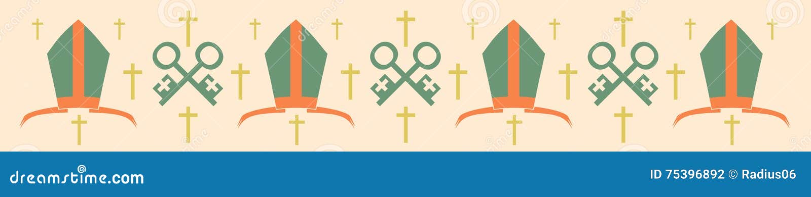 Bishop mitre and crosses. stock vector. Illustration of decoration ...