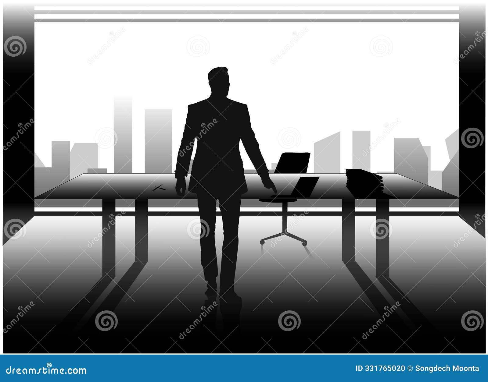Businessman Standing With Back And Drawing On Screen Stock Market ...