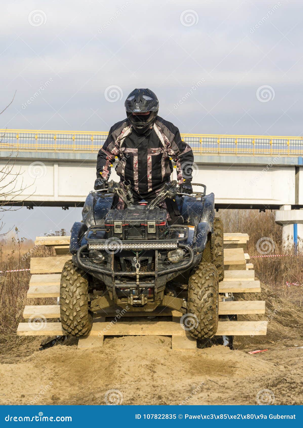 ATV Driver during the Exit from the Obstacle in Training. Editorial ...