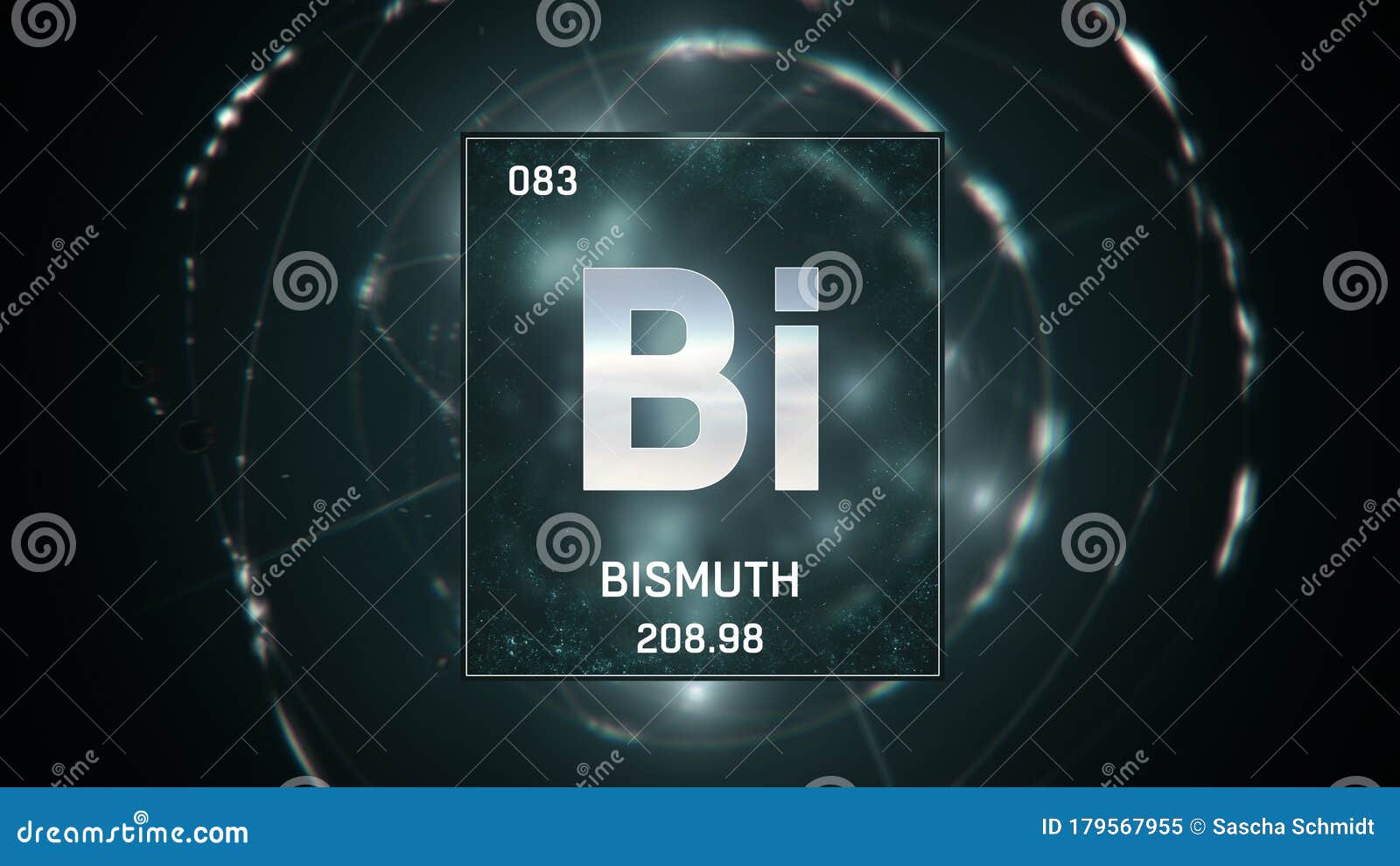 Bismuth As Element 83 Of The Periodic Table 3D Illustration On Green ...