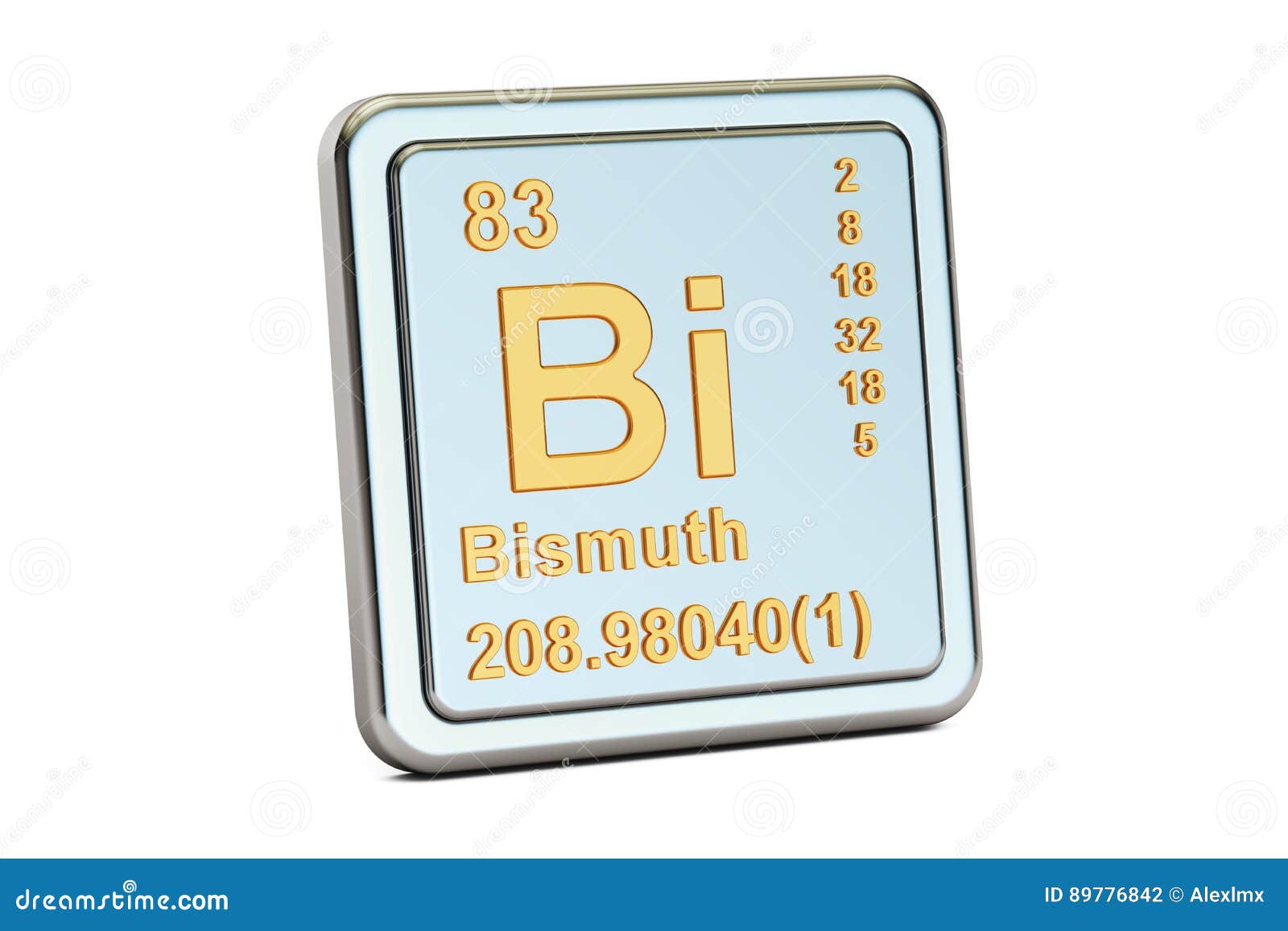 Bismuth As Element 83 Of The Periodic Table 3D Illustration On Silver ...