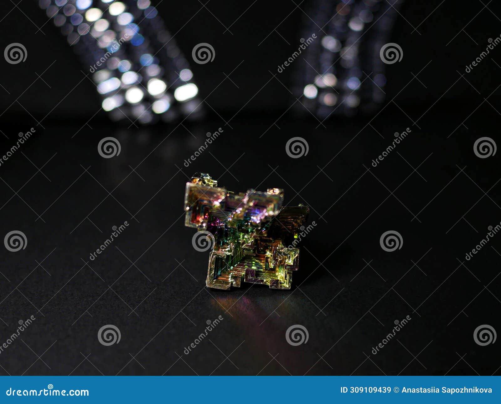Bismuth on Black Background Isolated Stock Image - Image of detail ...