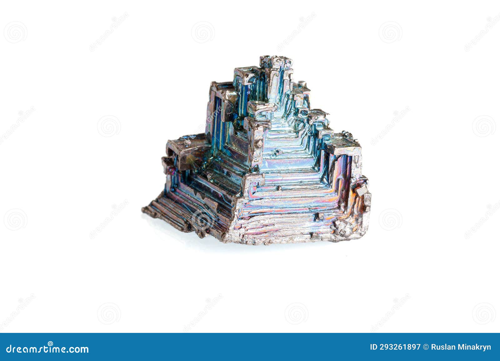 Close Up Of Bismuth Crystal With Stairstep Crystal Structure And ...