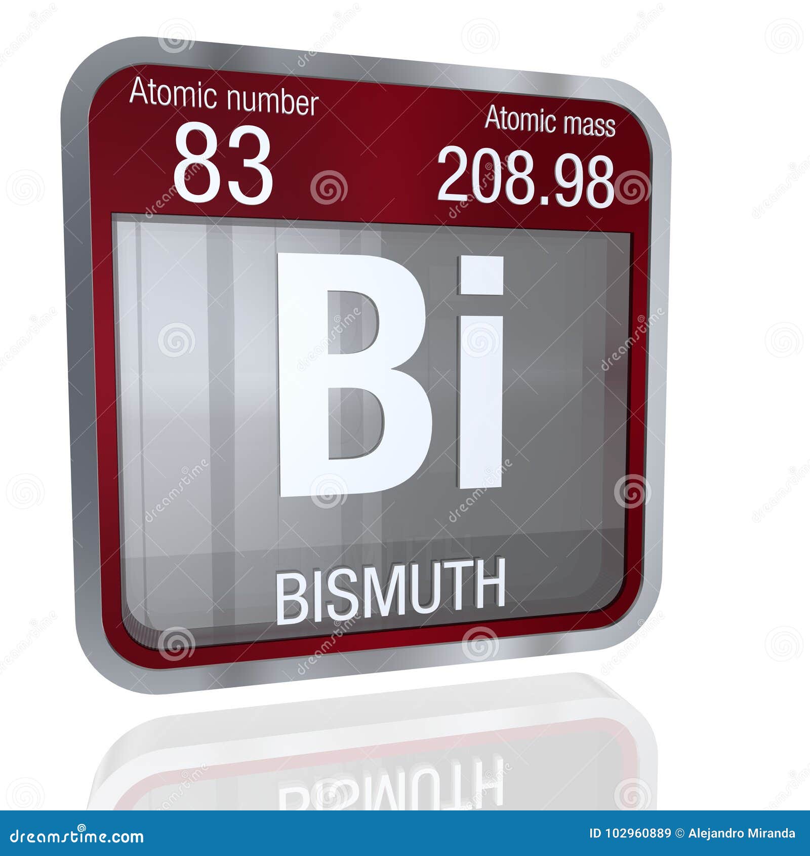Bismuth Symbol in Square Shape with Metallic Border and Transparent ...