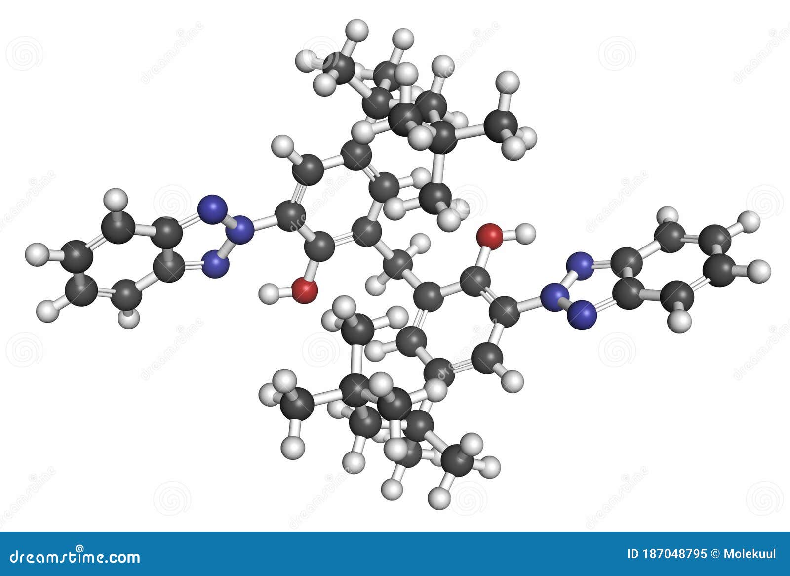 Bisoctrizole Sunscreen Molecule. Atoms Are Represented As Spheres With ...