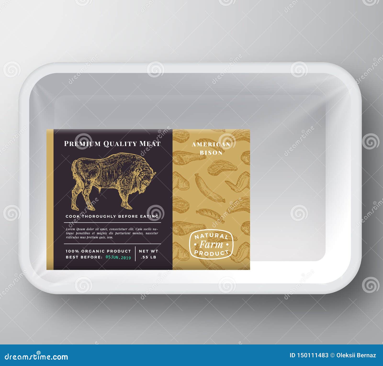 Bison Packaging Design Set - Vector Illustration With Labels And ...