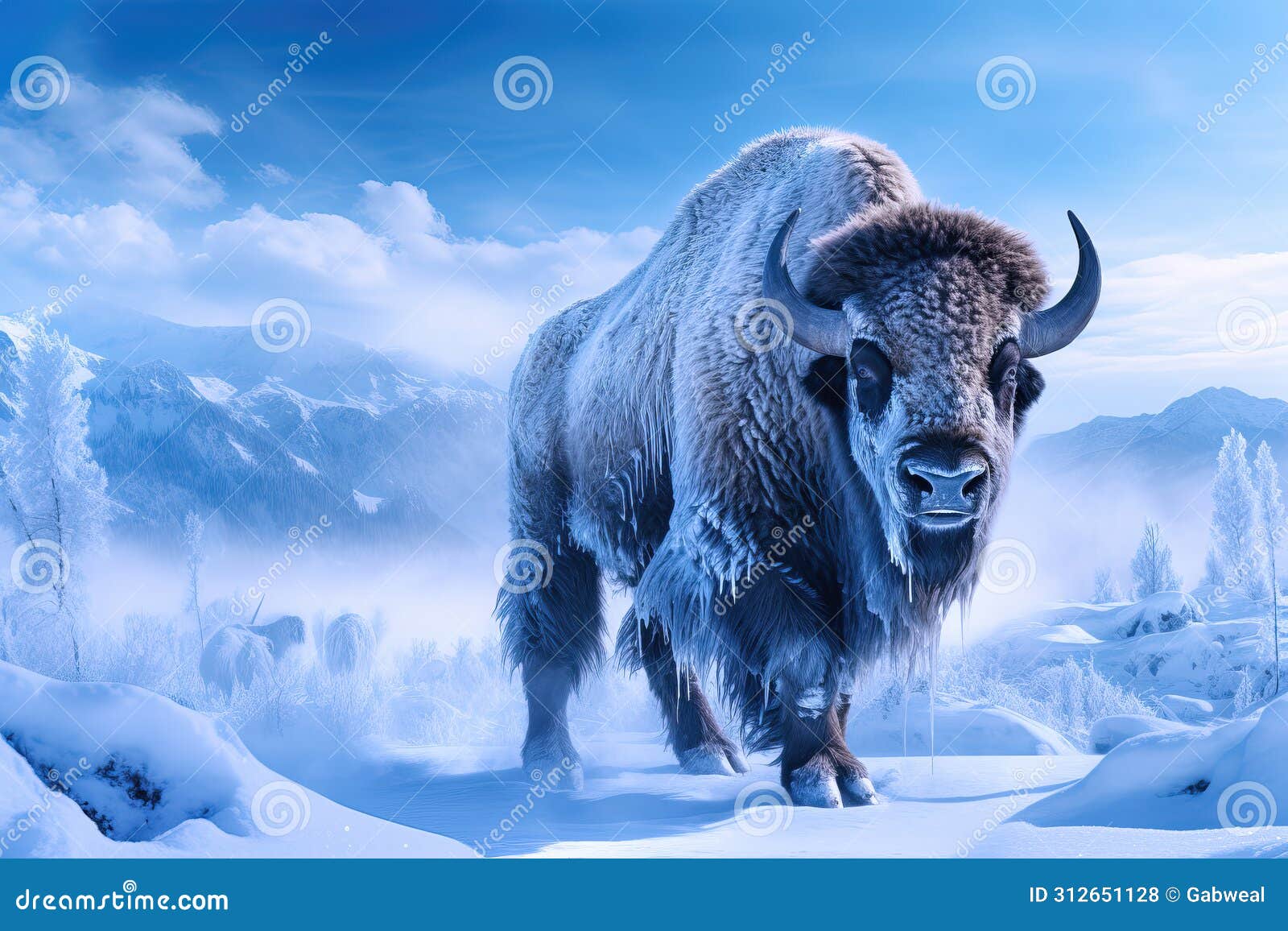 Bison - AI generated stock illustration. Illustration of mammals ...
