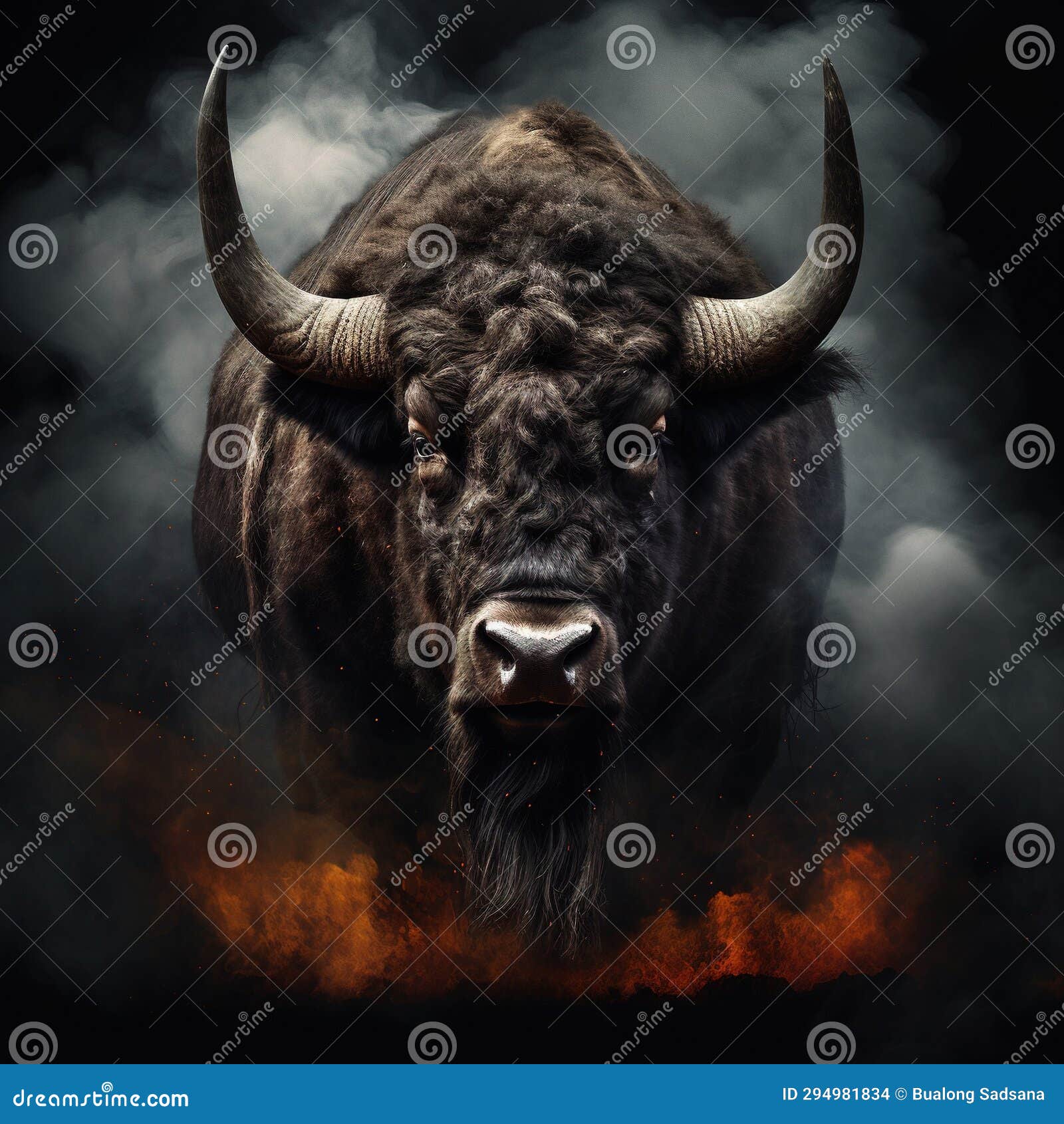 Bison on black stock illustration. Illustration of aigenerated - 294981834