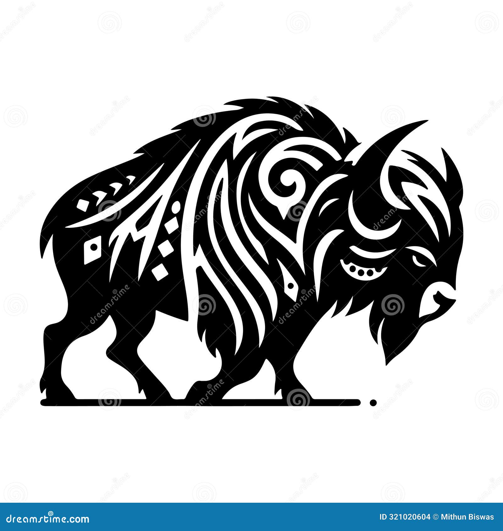 Bison Black Icon On White Background. Buffalo Silhouette Cartoon Vector ...