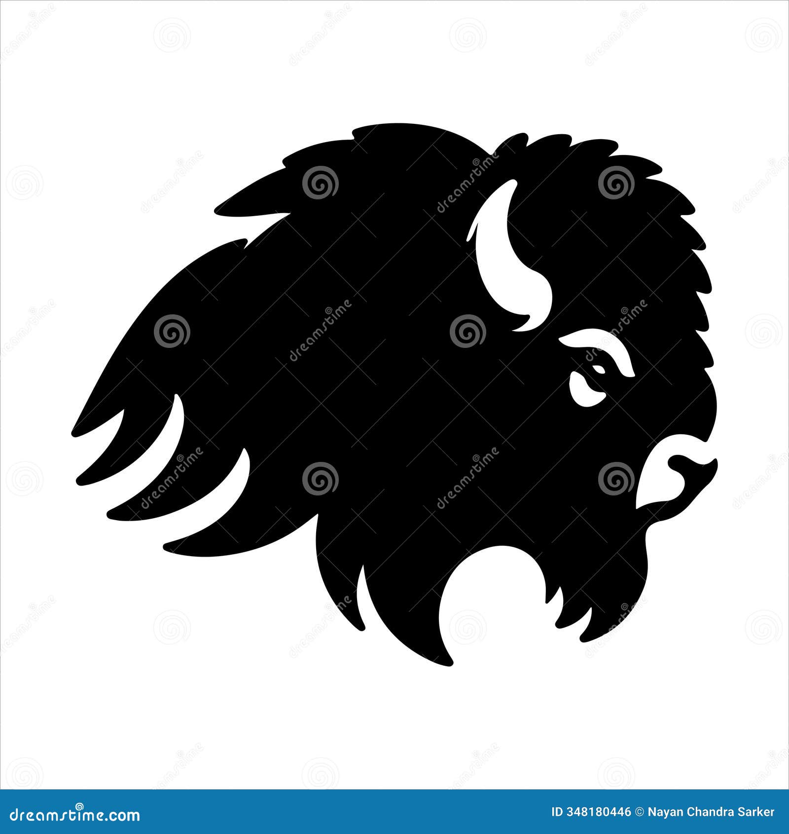 Bison Bull Head Vector Silhouette Stock Vector - Illustration of ...