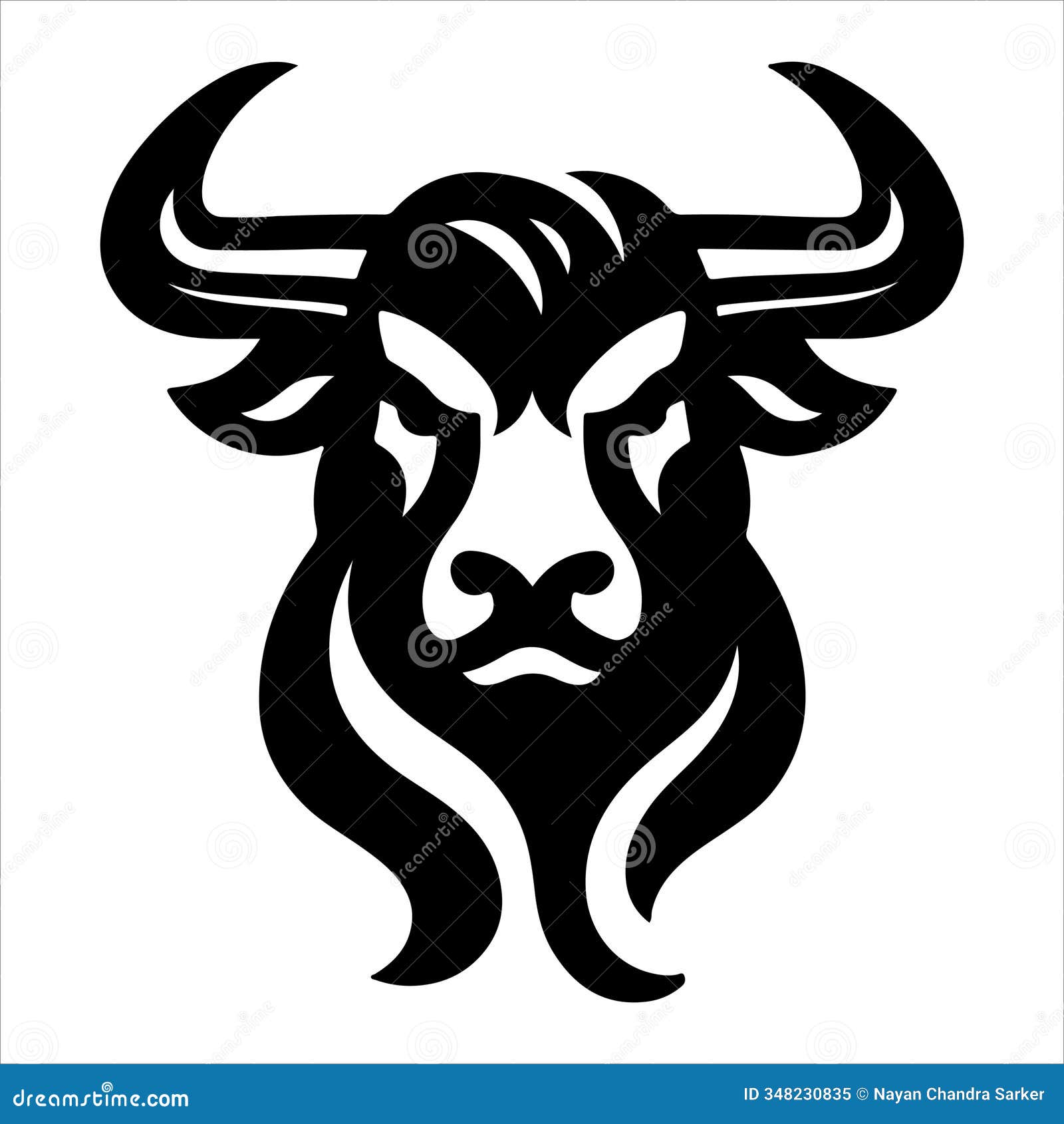 Bison Bull Head Vector Silhouette Stock Illustration - Illustration of ...