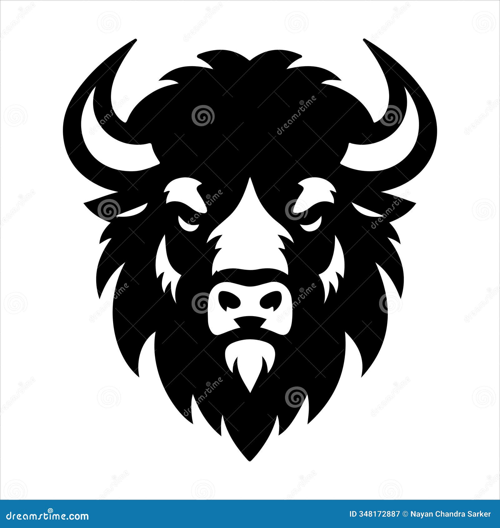 Bison Bull Head Vector Silhouette Stock Illustration - Illustration of ...