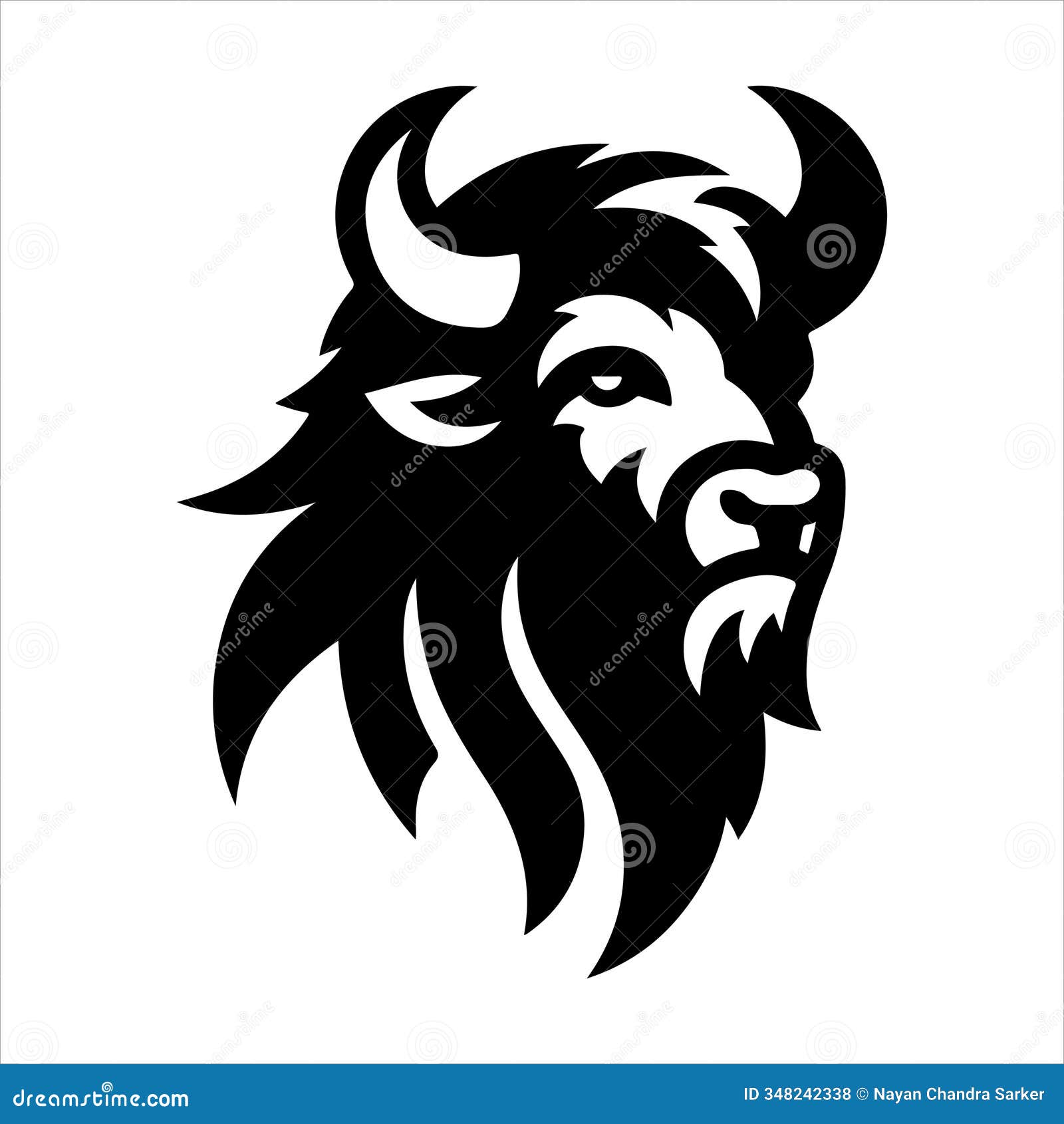 Bison Bull Head Vector Silhouette Stock Illustration - Illustration of ...