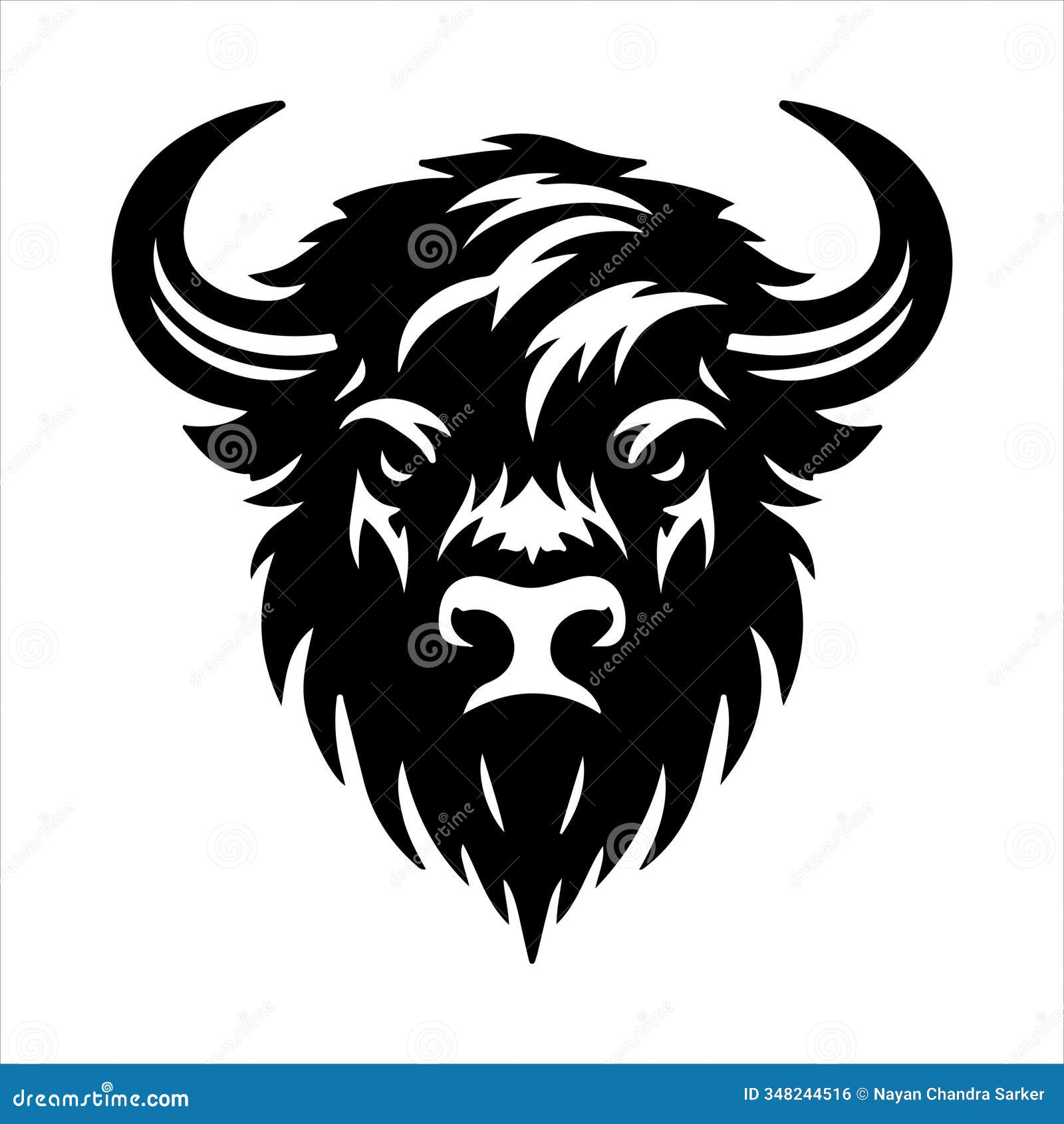 Bison Bull Head Vector Silhouette Stock Illustration - Illustration of ...