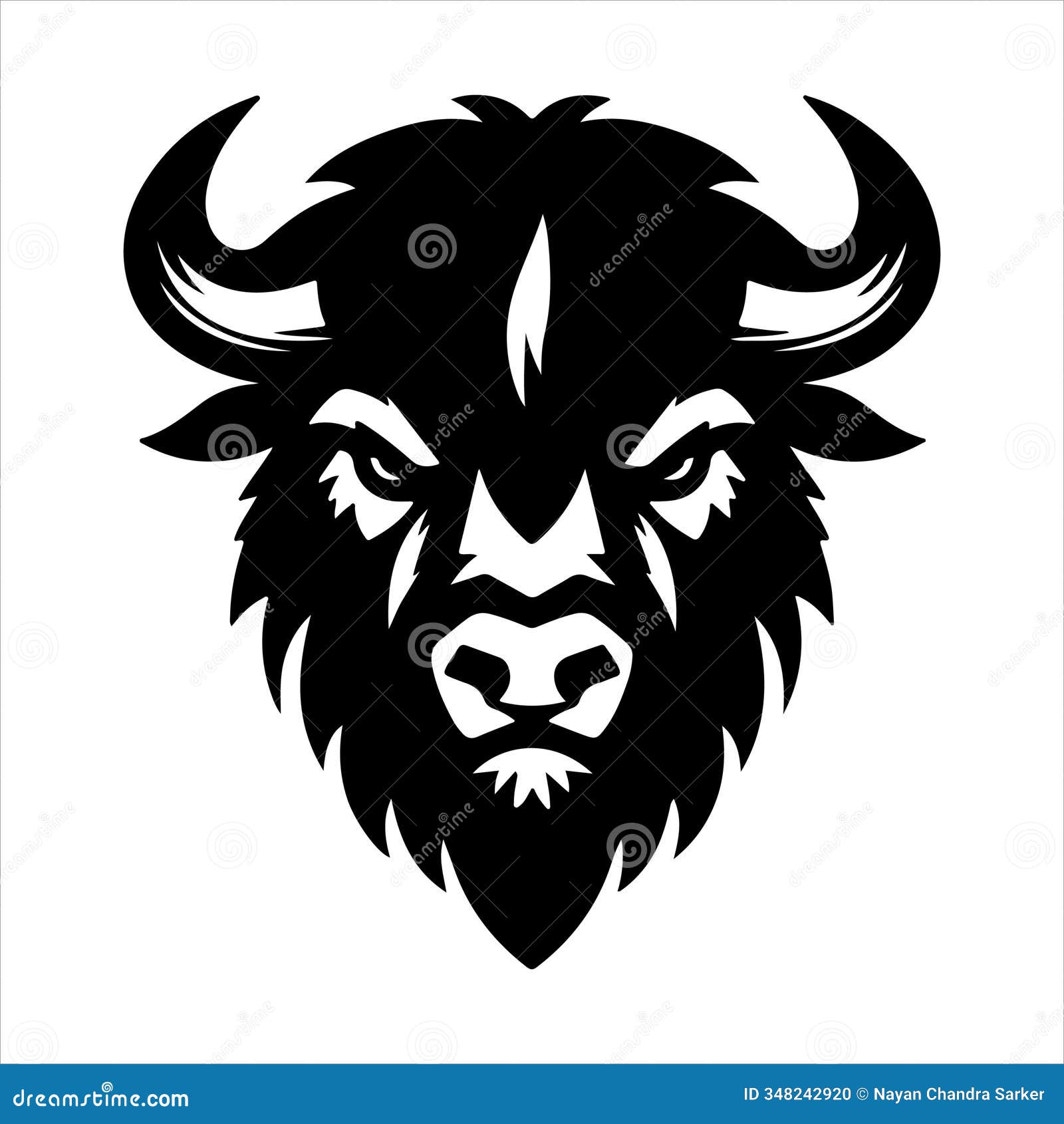 Bison Bull Head Vector Silhouette Stock Illustration - Illustration of ...