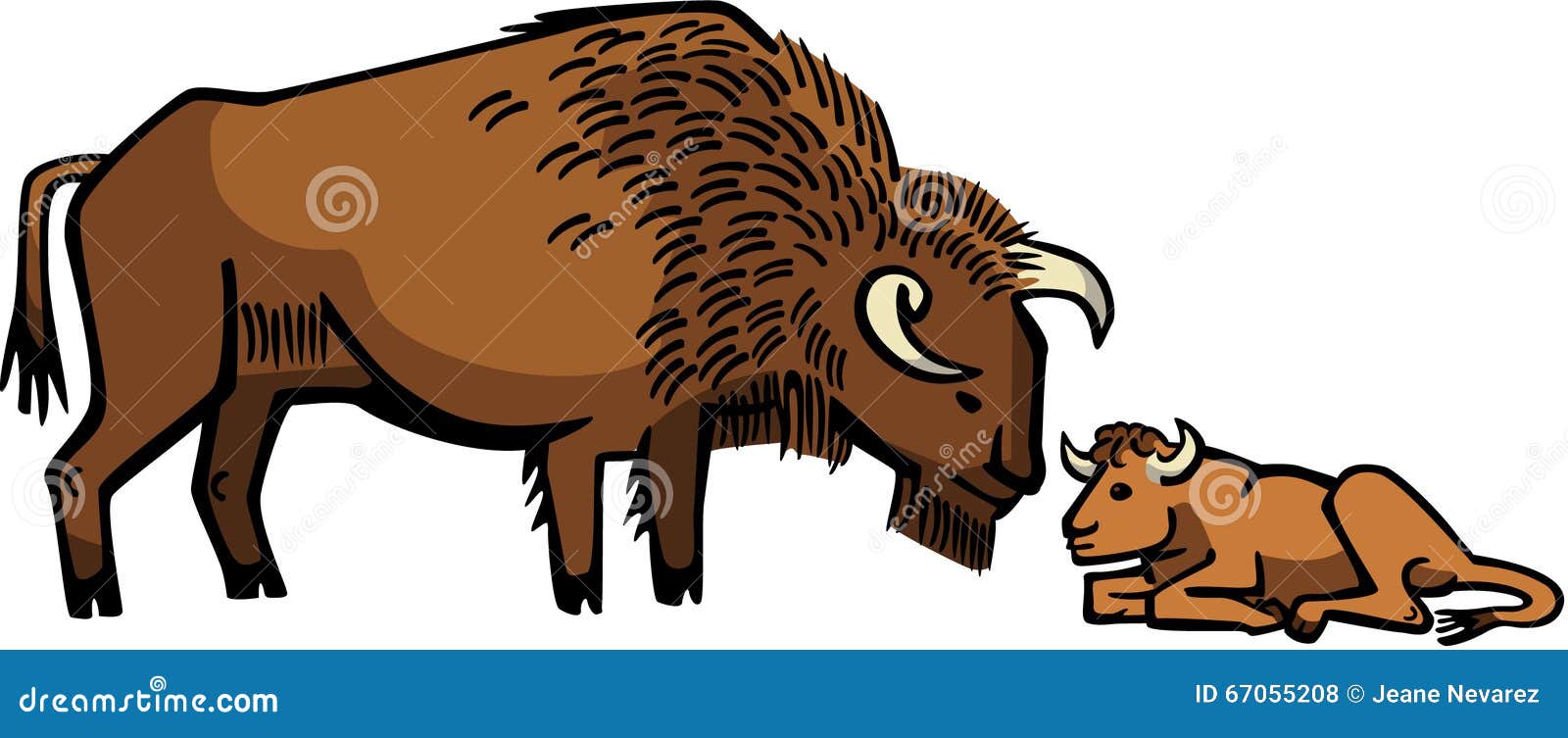 Bison Calf Vector Silhouette Illustration Isolated On White Background ...