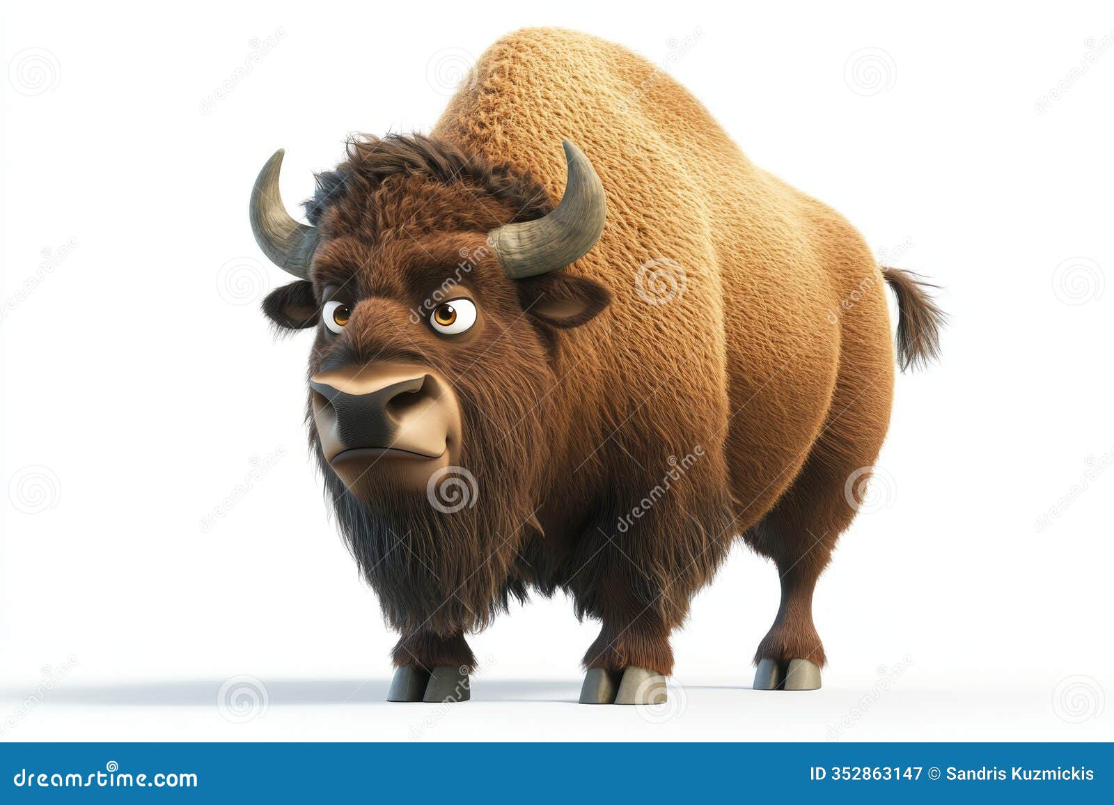 Bison Character in 3D Animation Style. Generative AI. Stock ...