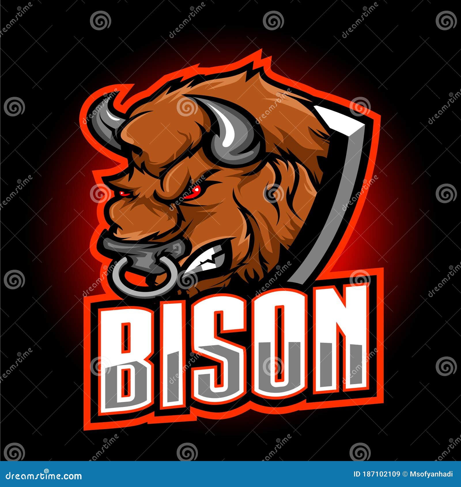 Bison Esport Mascot Logo Design Stock Vector - Illustration of angry ...
