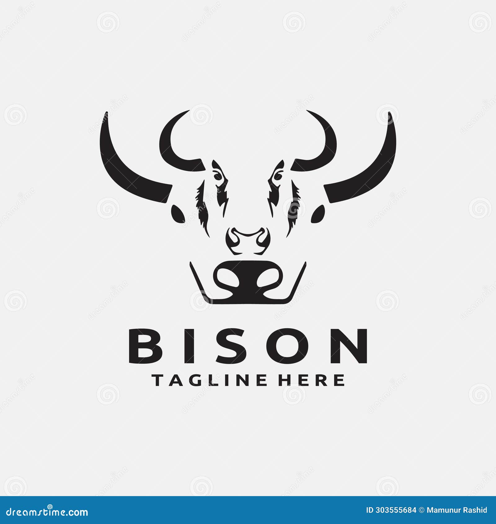 Bison Head Logo Design Vector Template. Stock Vector - Illustration of ...