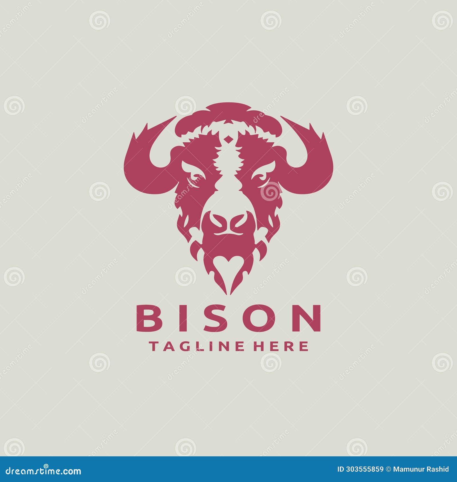 Bison Head Logo Design Symbol Vector Template. Stock Illustration ...