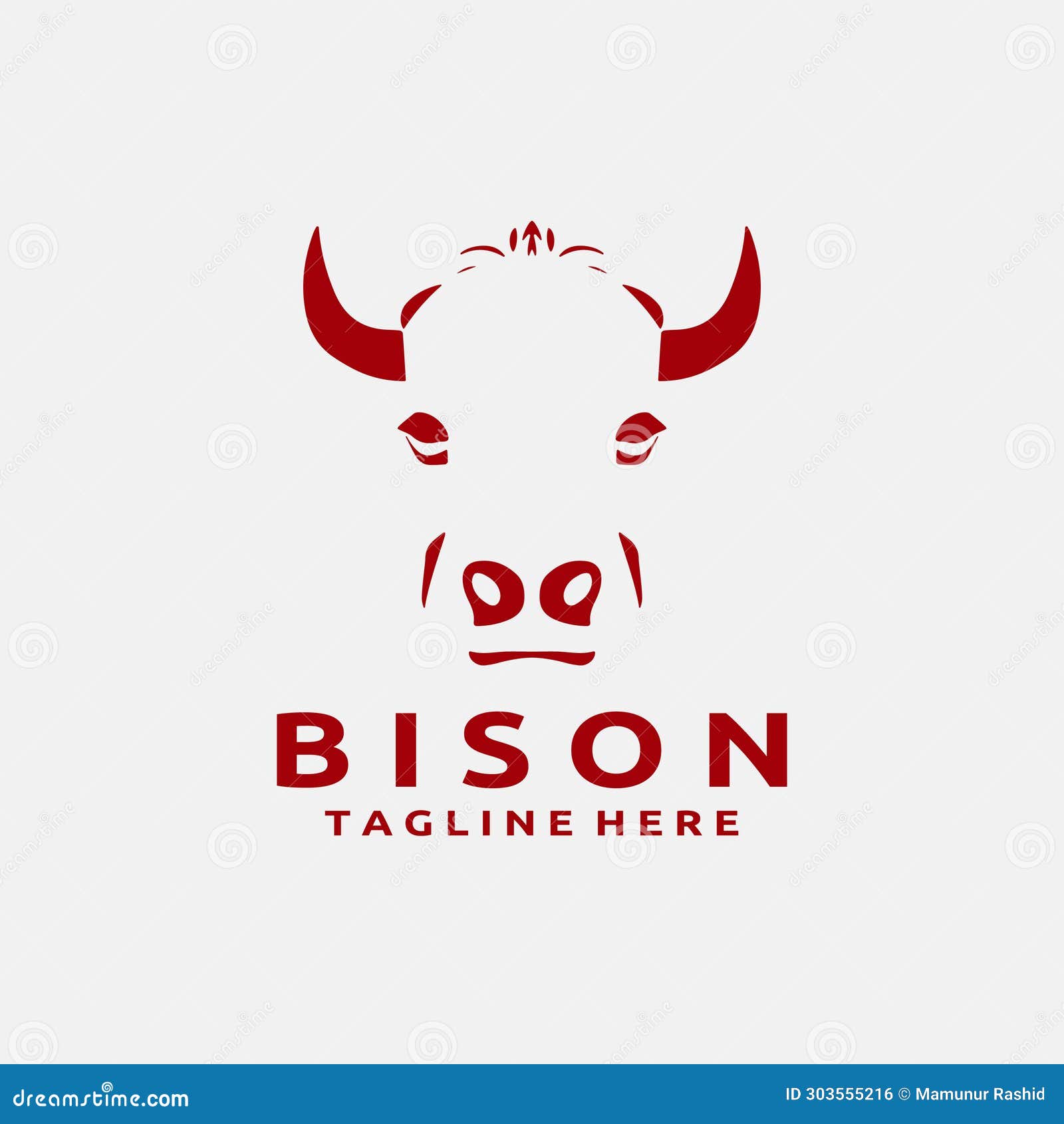Bison Head Logo Design Vector Template. Stock Vector - Illustration of ...