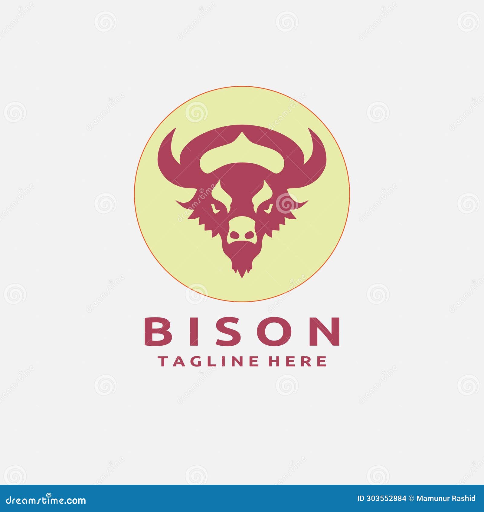 Bison Head Logo Design Vector Template. Stock Vector - Illustration of ...