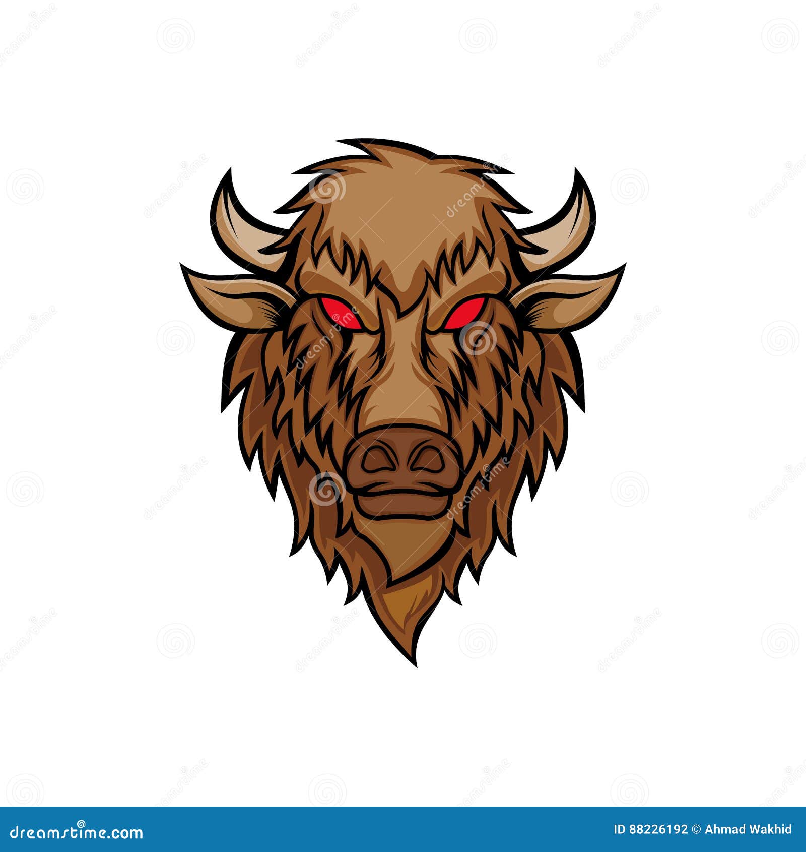 Bison Head Vector Illustration Stock Vector - Illustration of head ...