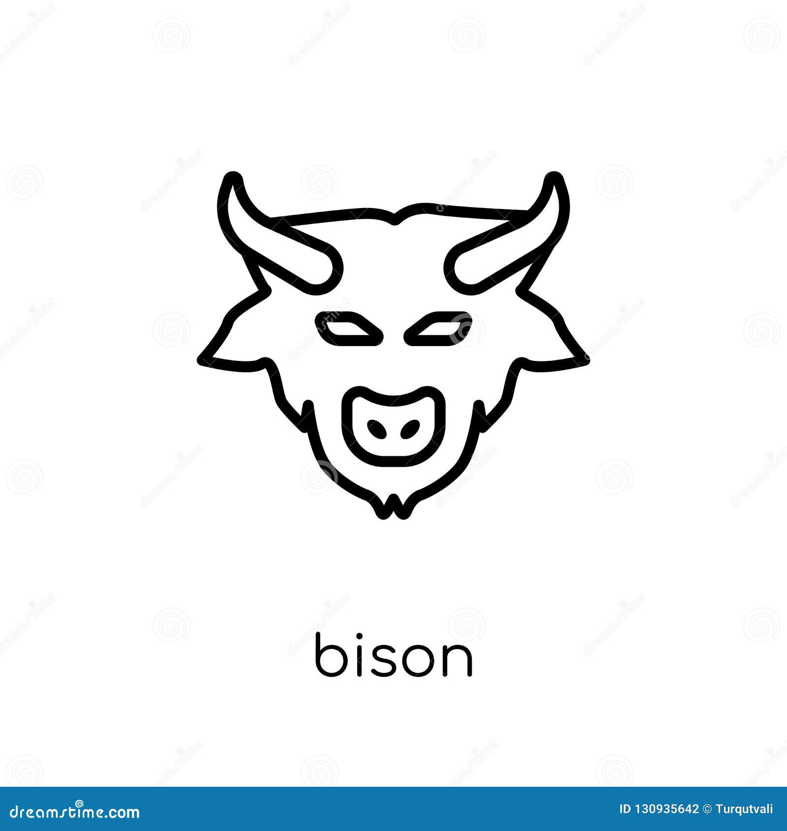 Bison Icon. Trendy Modern Flat Linear Vector Bison Icon on White Stock ...