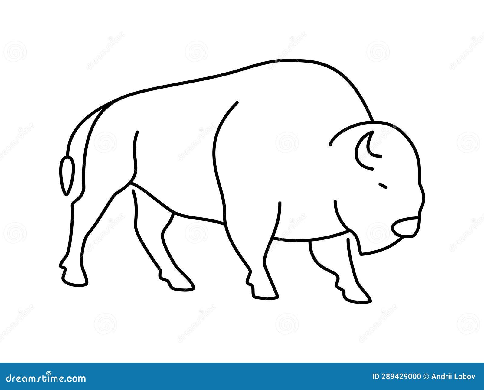 Bison Linear Vector Icon. Isolated Outline of an Bison on a White ...