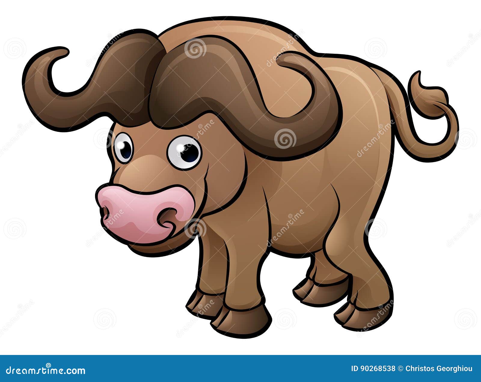 Bison Safari Animals Cartoon Character Illustration de Vecteur ...