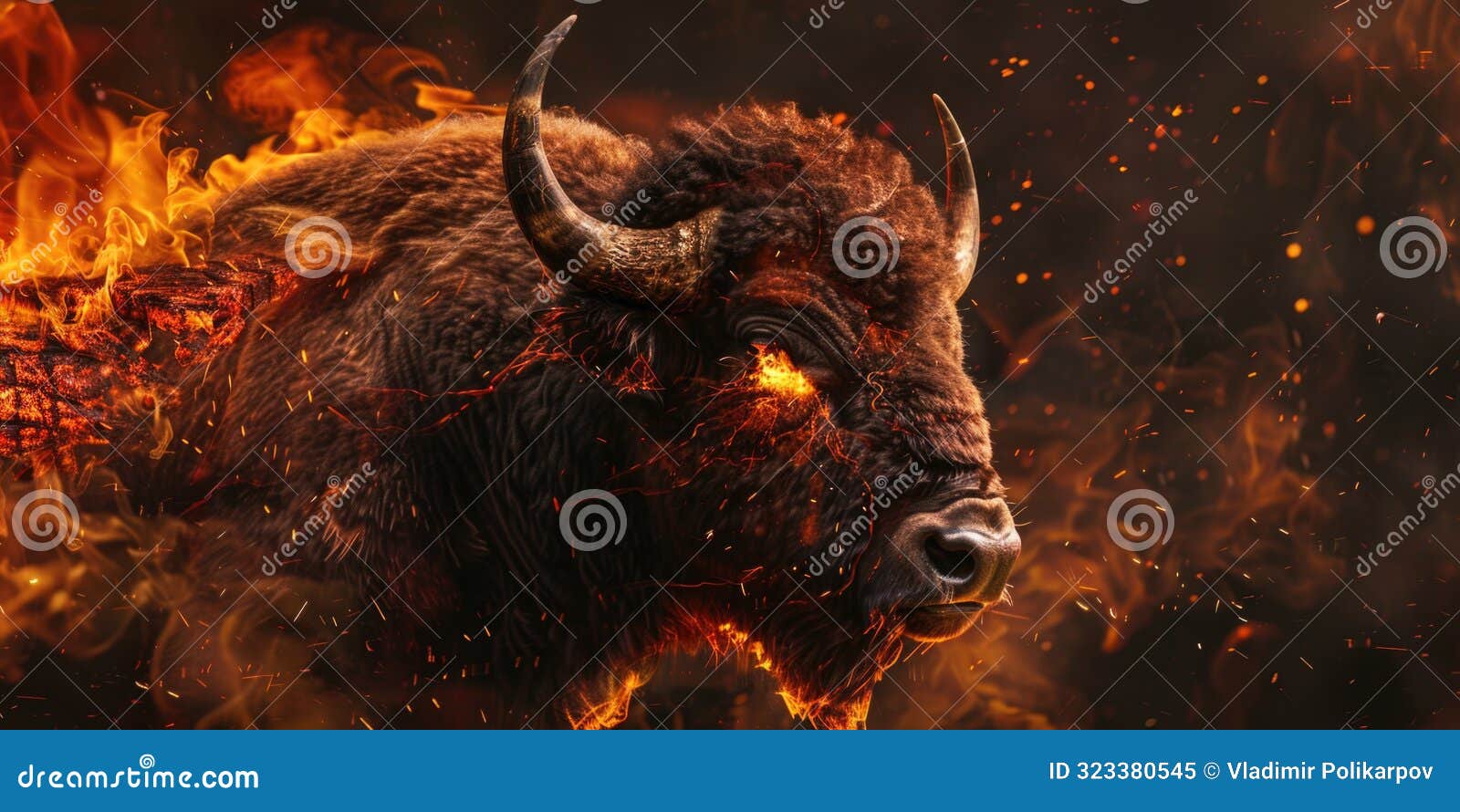 A Bison Stands Amidst Fire and Flames Stock Image - Image of wildfire ...