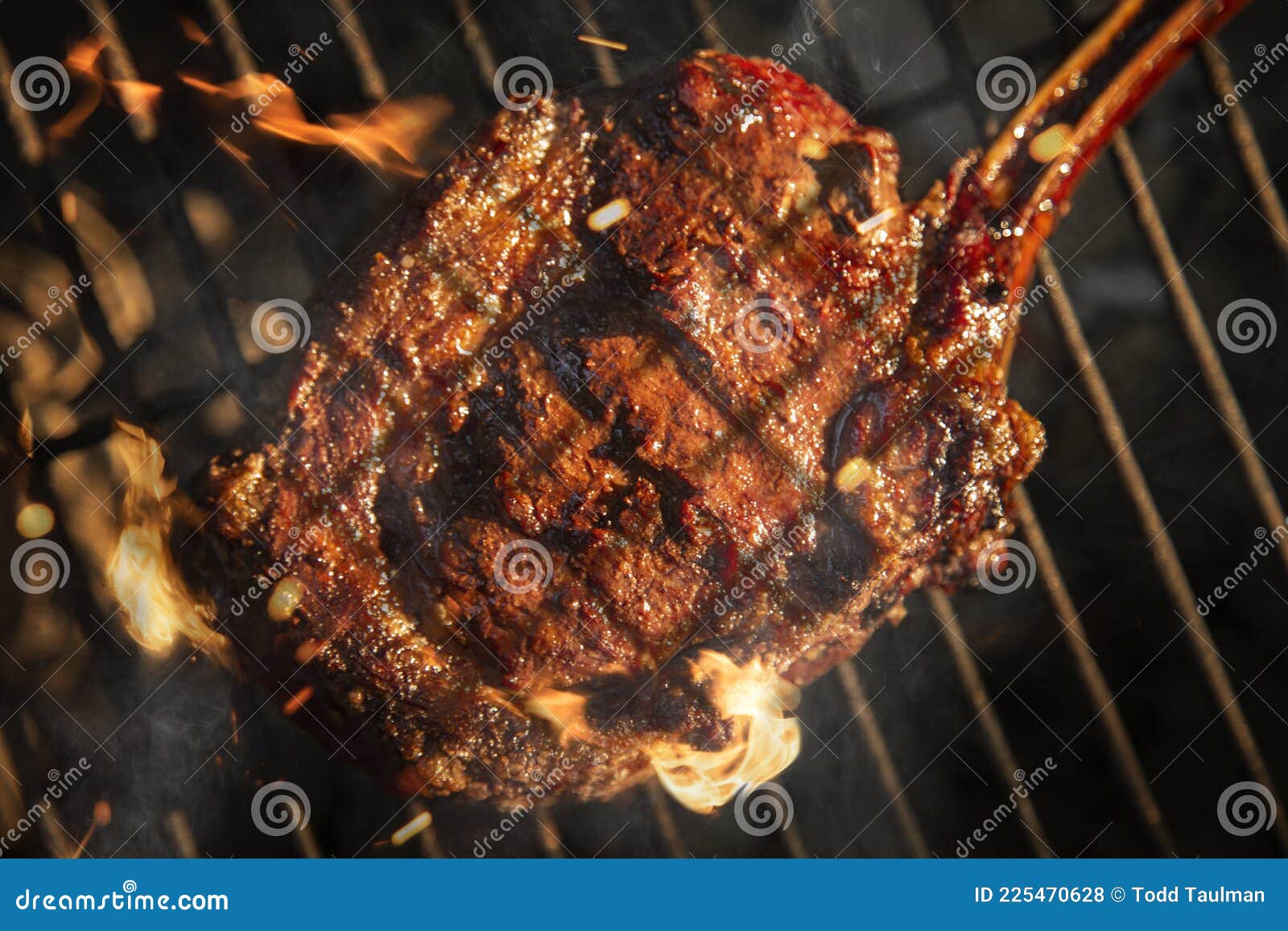 Bison Tomahawk Steak on Grill Stock Photo - Image of tomahawk, buffalo ...